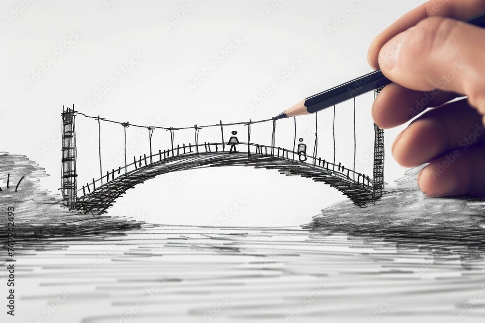 Bridging the Divide: Hand Drawing a Bridge Over a Gap. Symbolic ...
