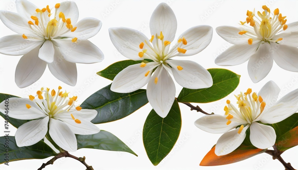 neroli white flower in different positions set isolated transparent png ...