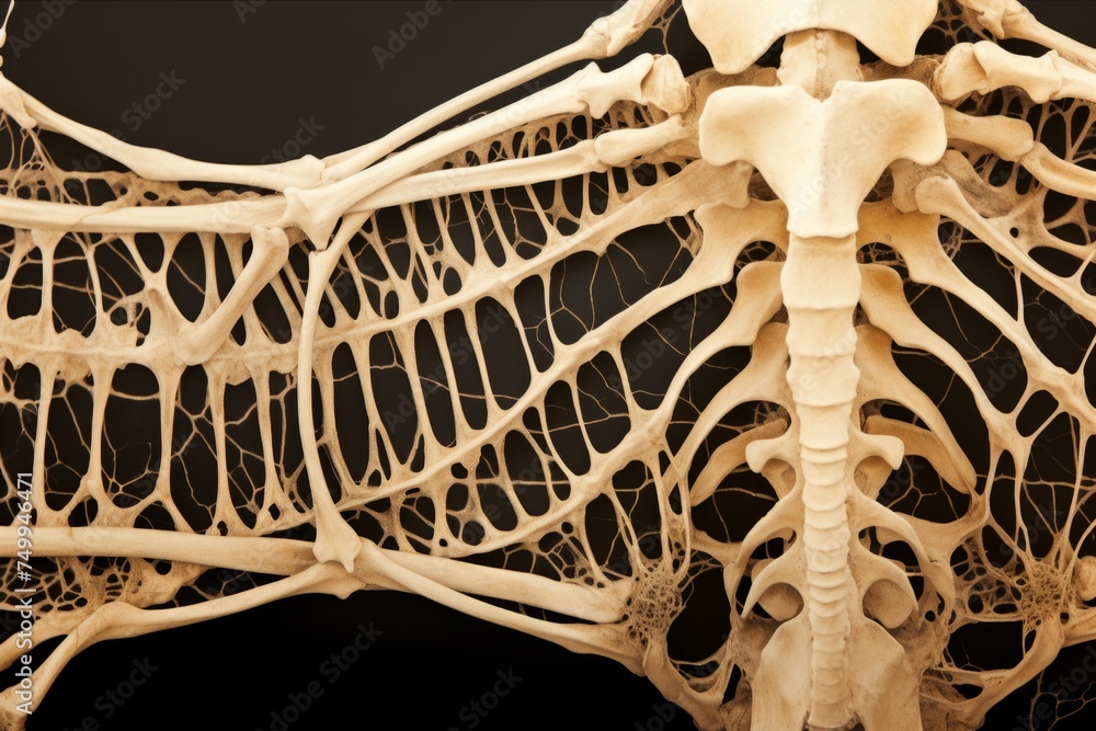Bone tissue human skeleton under microscope cells structure medical ...