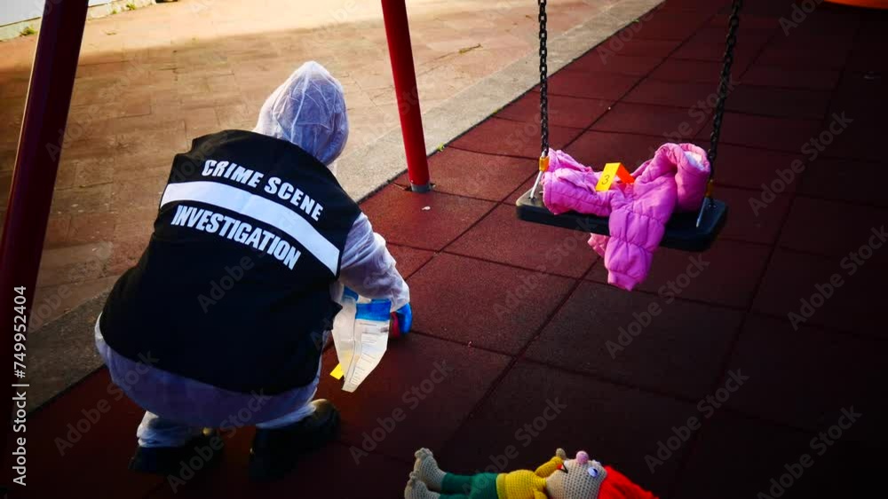 crime scene in a children's playground, where a child was kidnapped ...