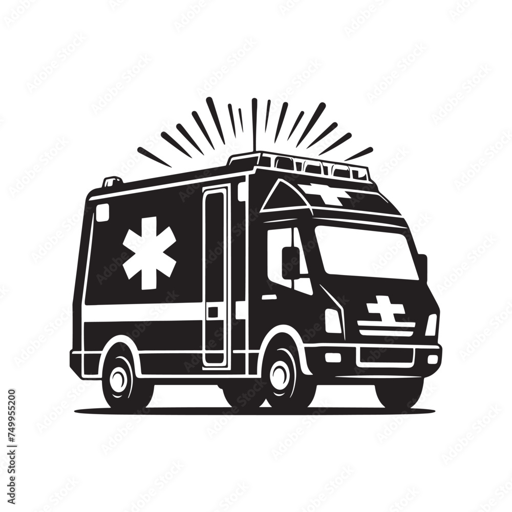 Vetor de Emergency Response: Vector Ambulance Silhouette - Symbolizing ...