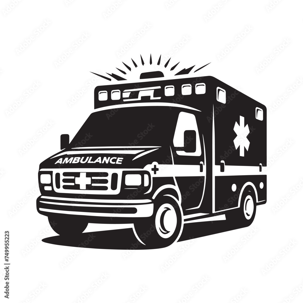 Emergency Response: Vector Ambulance Silhouette - Symbolizing Swift ...
