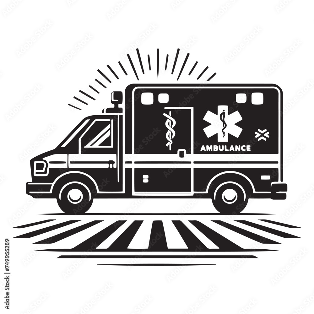 Emergency Response: Vector Ambulance Silhouette - Symbolizing Swift ...