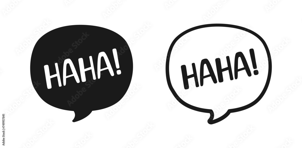 Haha laughing speech bubble sound effect icon. Cute black text ... Haha laughing speech bubble sound effect icon. Cute black text ...