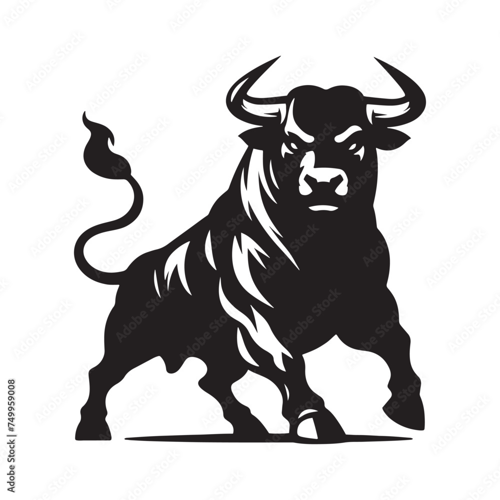 Furious Charge: Vector Silhouette of an Angry Bull - Capturing the ...