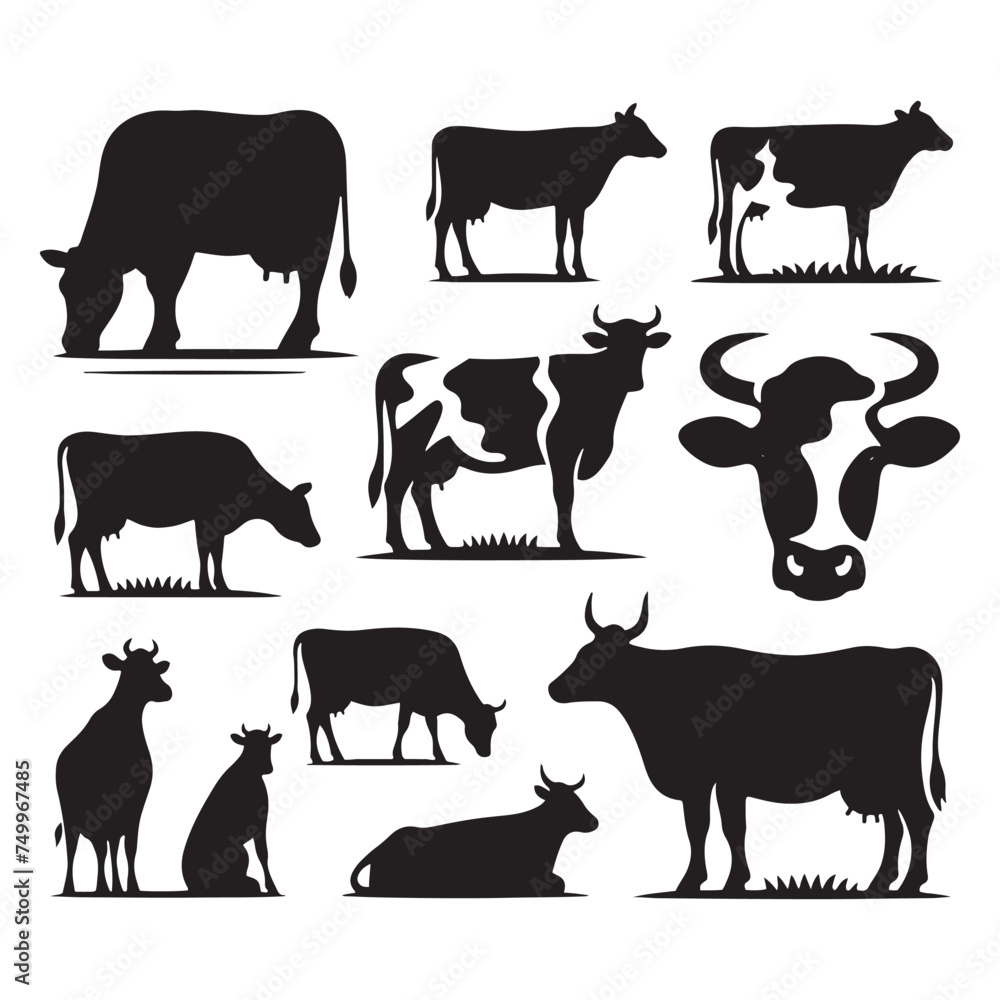 Majestic Bovine: Vector Cow Silhouette - Embodying the Grace and ...