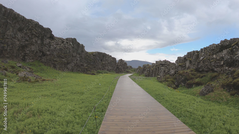Almannagja is an eight-kilometer-long gorge within Pingvellir National ...