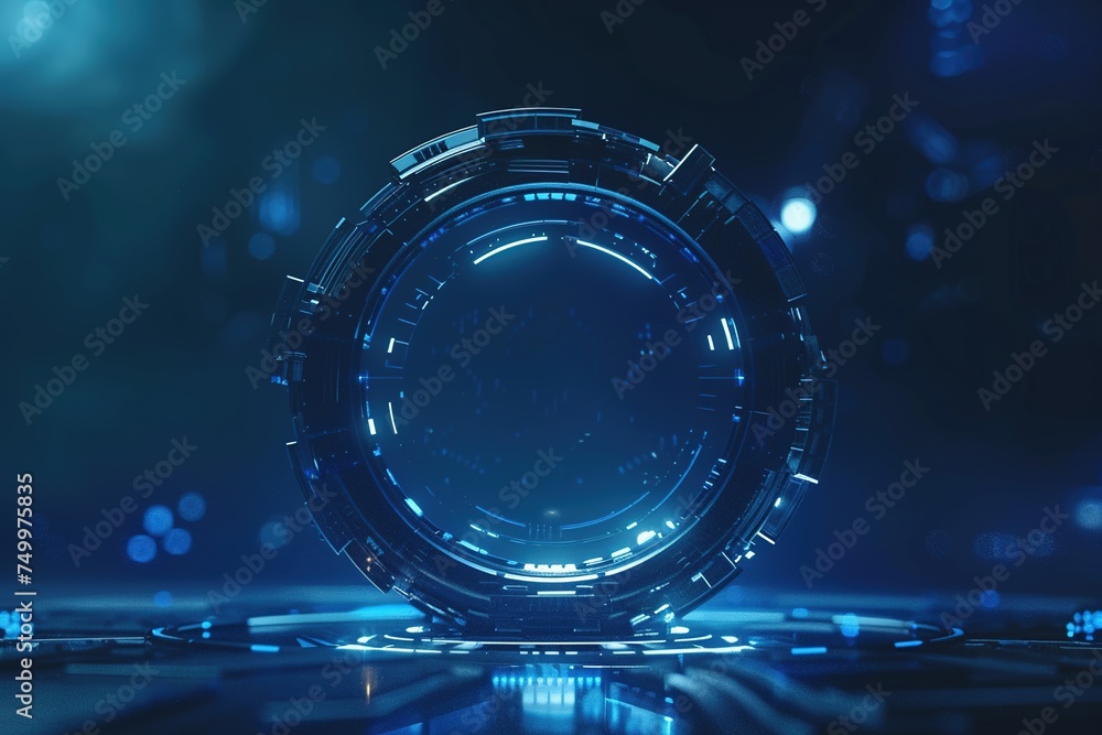 Hi-tech circle Blue lines glowing Tech Time Tunnel Abstract digital ...