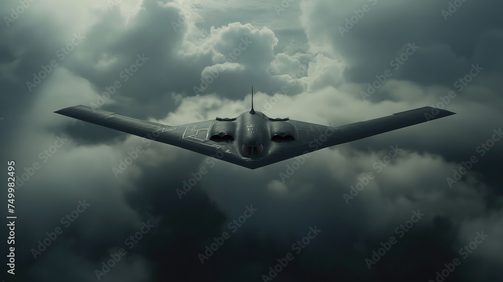 Stealth bomber in the sky, modern military technology. Stock Photo ...