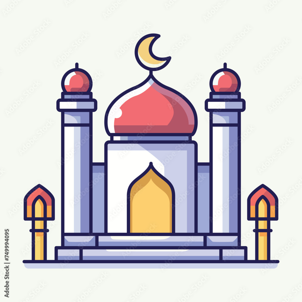 Arabic mosque temple white background isolated vector cartoon ...