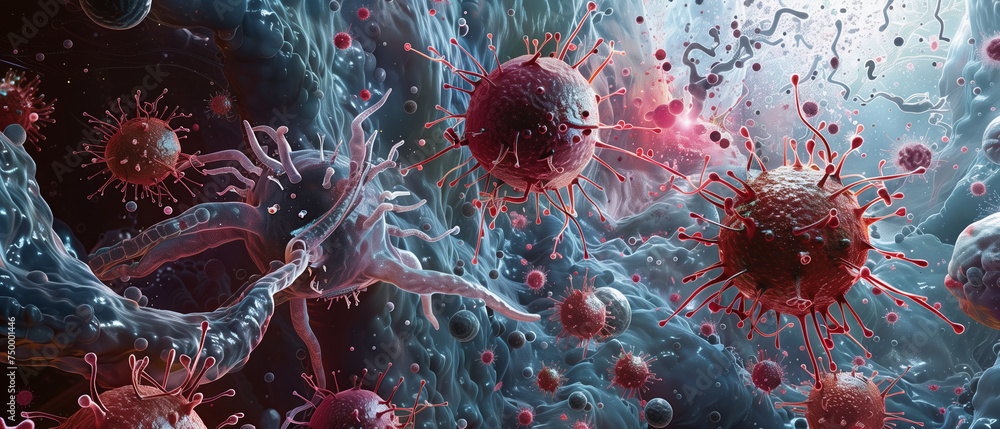 The white blood cells are destroying the pathogens in the human body ...