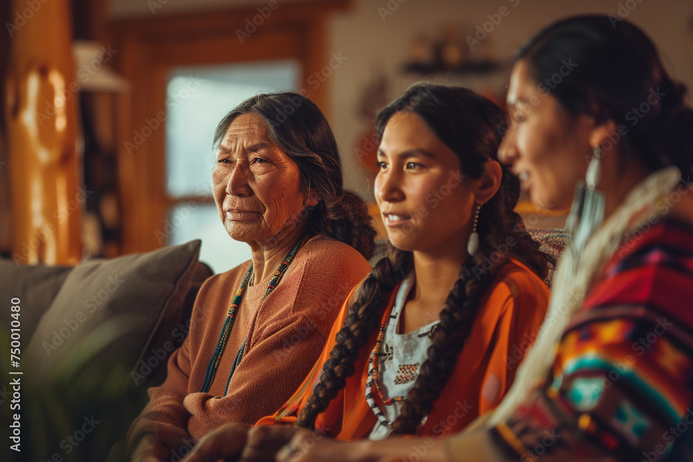 Native American family, children with parents, happy family bonding ...