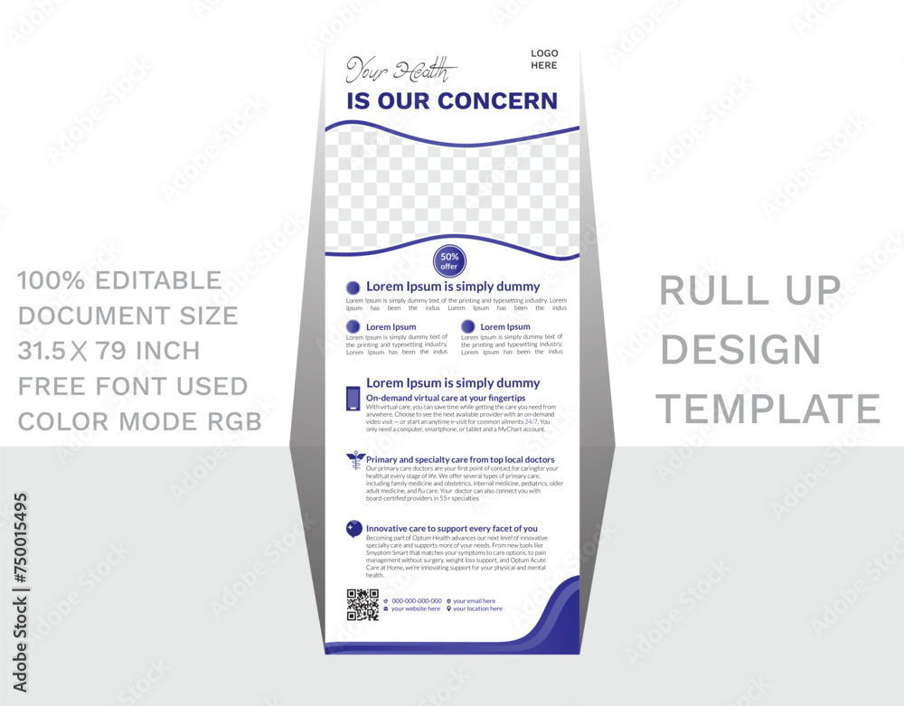 The vector layout of roll up banner stands, vertical flyers, flags ...