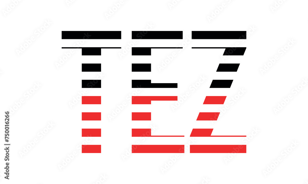 TEZ three initial letter iconic line negative space minimal logo design ...
