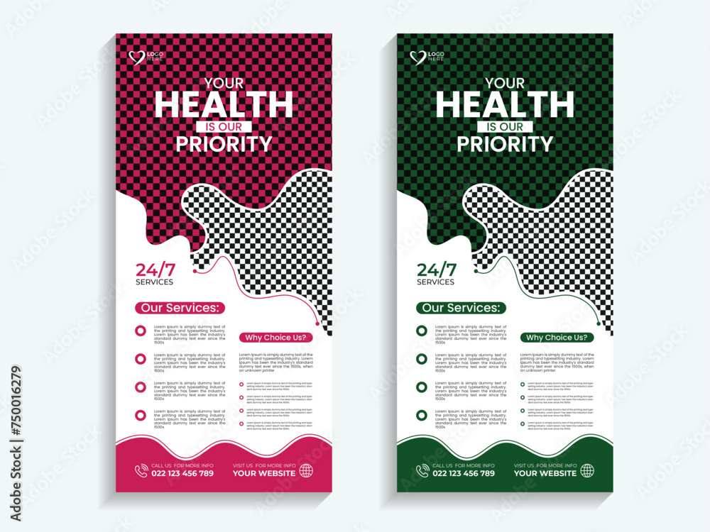 Medical healthcare roll up banner or cover design template, Vertical ...