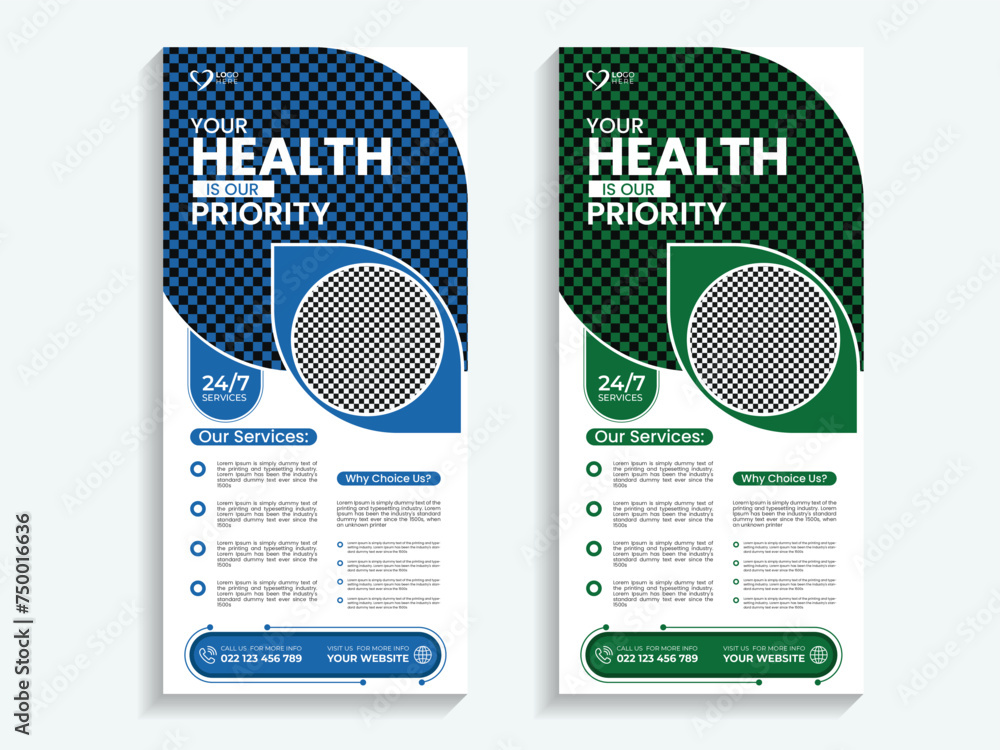 Medical healthcare roll up banner or cover design template, Vertical ...