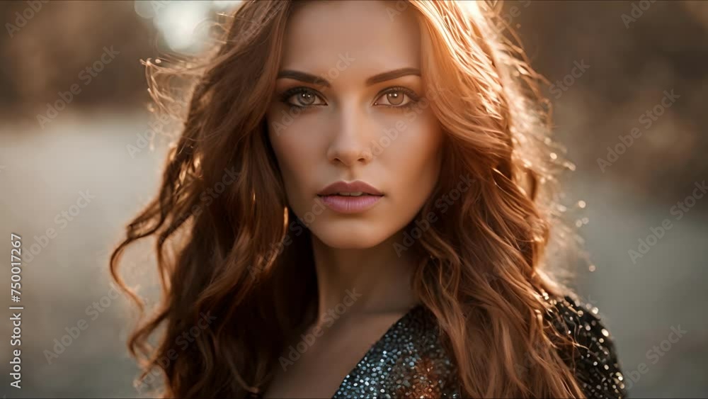 Portraits of a charming woman with a cute face. Girl posing for the ...