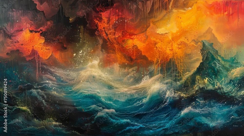 Explore the suspenseful plot of an abstract landscape where dramatic ...