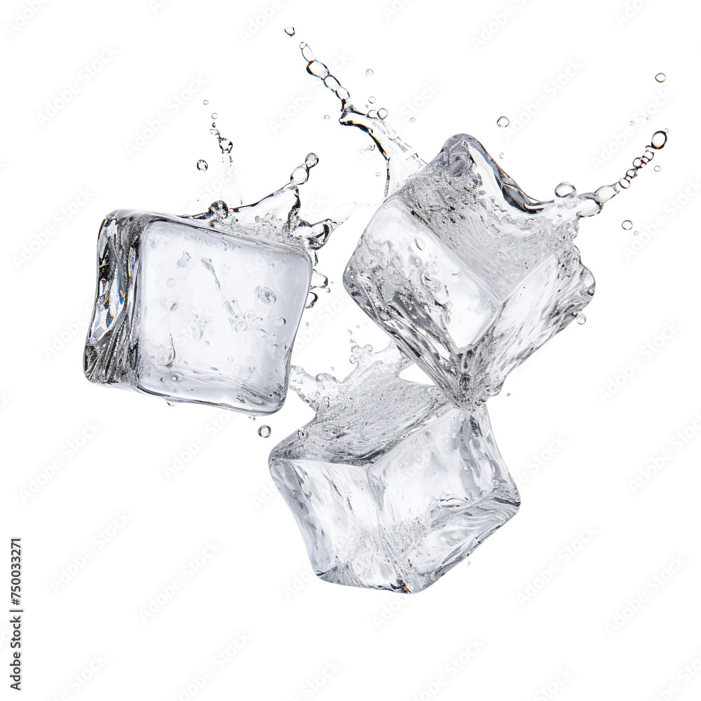 Three falling ice cubes, cut out Stock Photo | Adobe Stock