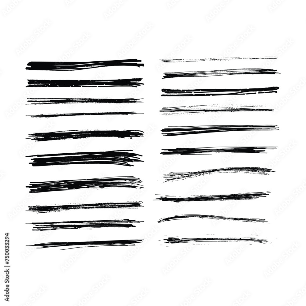 Brush stroke line element, grunge charcoal hand drawn hatches scribble ...