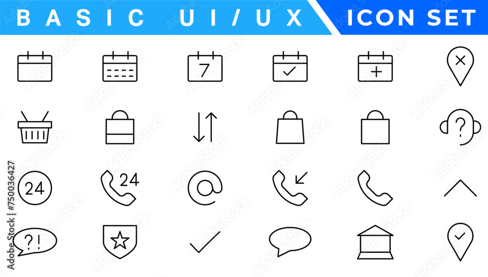 User Interface Icons Collection Basic Ui Ux Icon Set Set Icon Of User Interface Vector