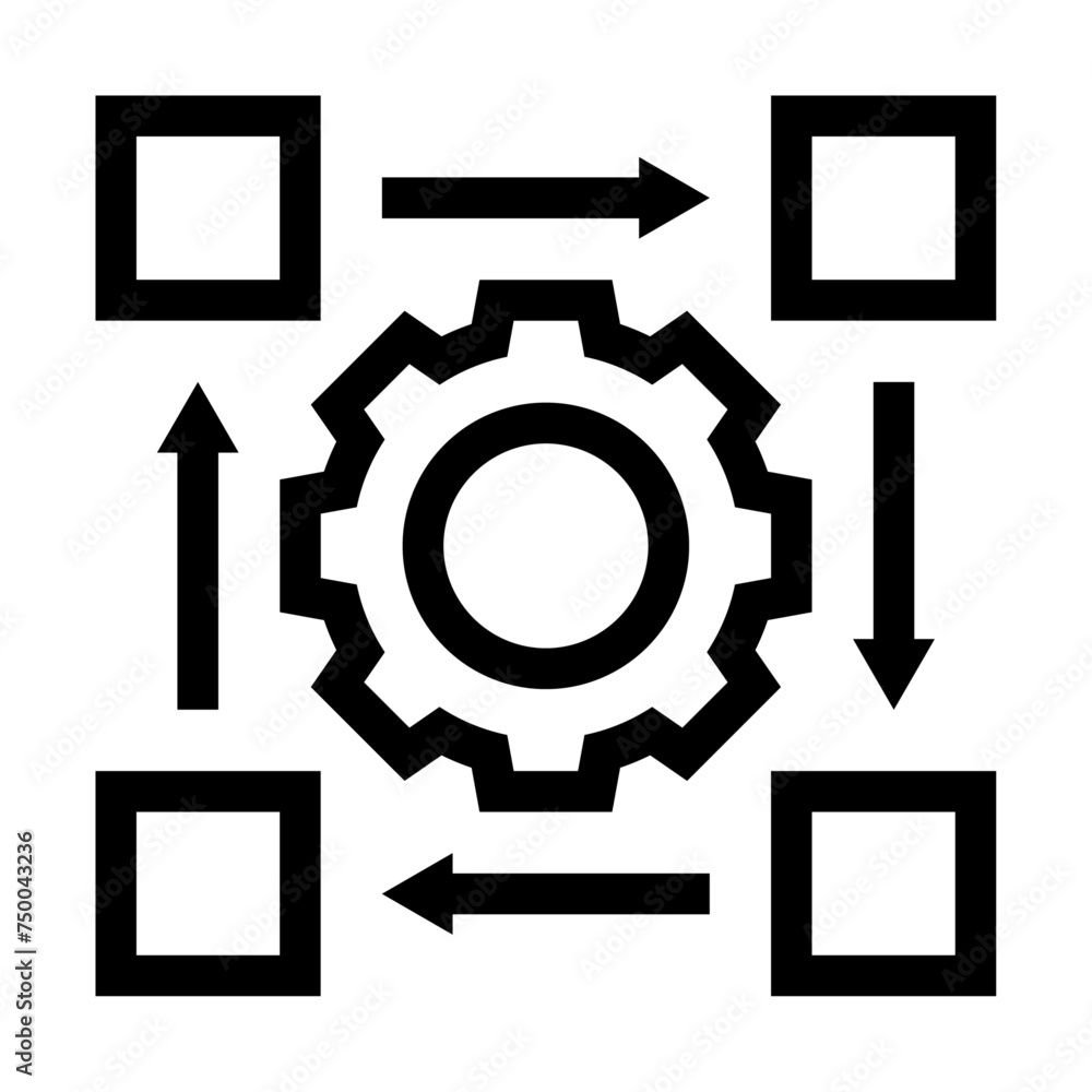 Icono de proceso. Flujo continuo, optimización, etapas de proceso ...
