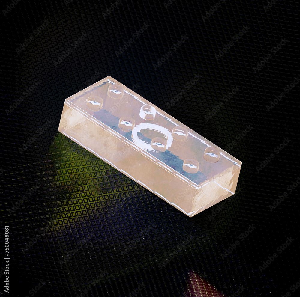 Lego brick 2x4 transparent white with style dispersed glass material ...