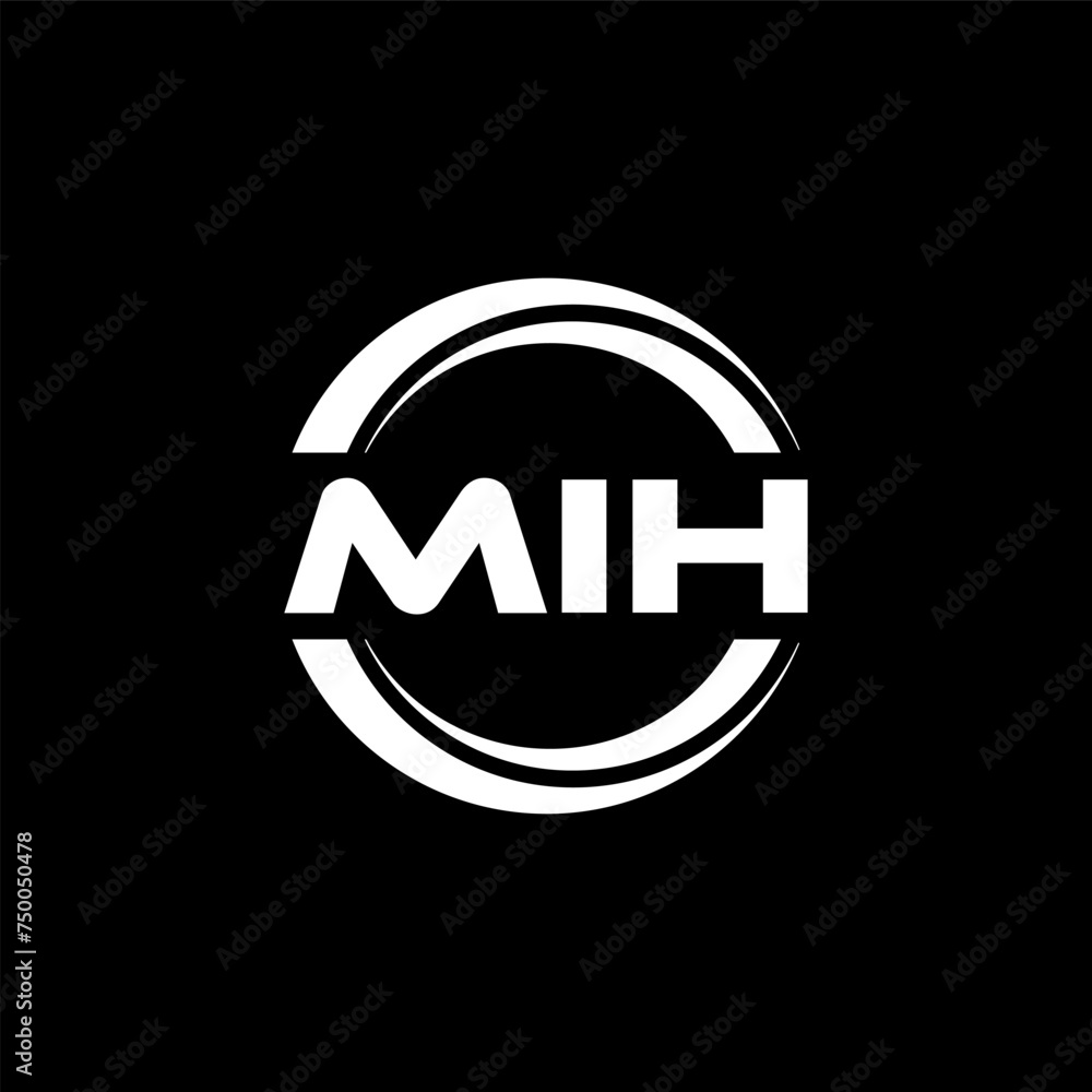 MIH letter logo design with black background in illustrator, vector ...