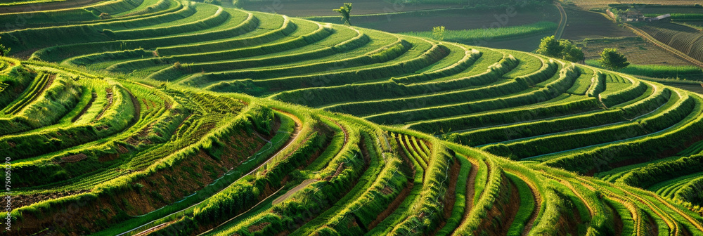 Terraces and contour lines prevent soil erosion on sloping land ...