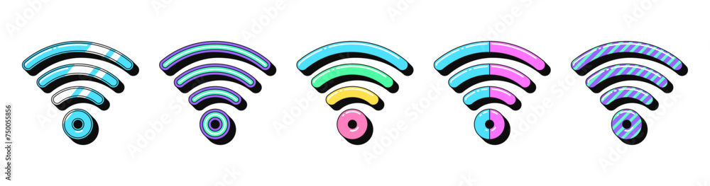 Isolated retro wifi icon set, vector stickers. Wireless internet and ...