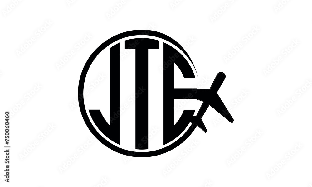 JTE three initial letter circle tour & travel agency logo design vector ...