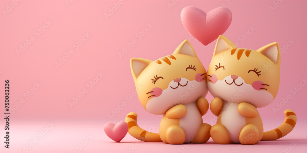 Cute cats in love positive background. Valentine's Day wallpaper. Cats ...
