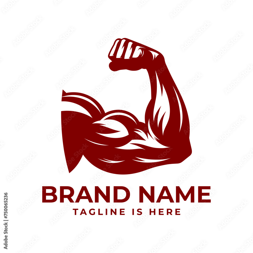 The muscular arm logo symbolizes power, strength, and determination ...