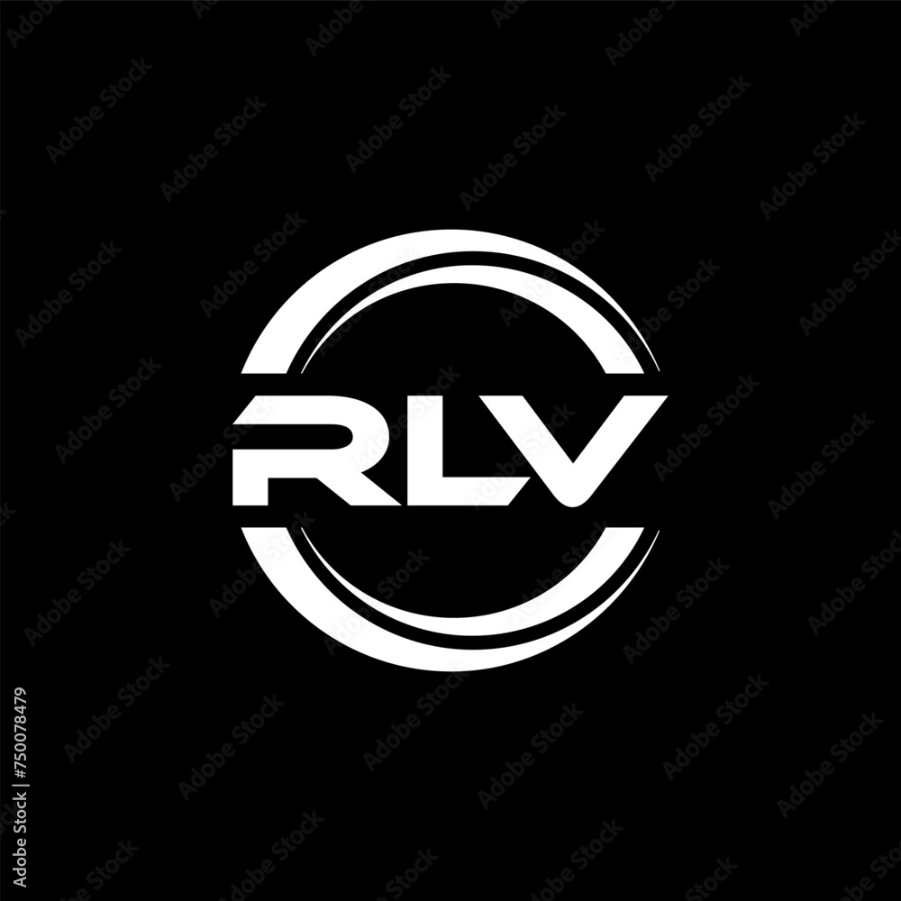 RLV letter logo design with black background in illustrator, vector ...