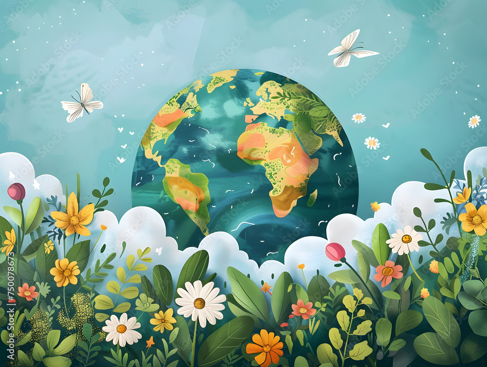 Earth Day Zoom Backgrounds: Vibrant Illustrations of Our Planet Stock ...