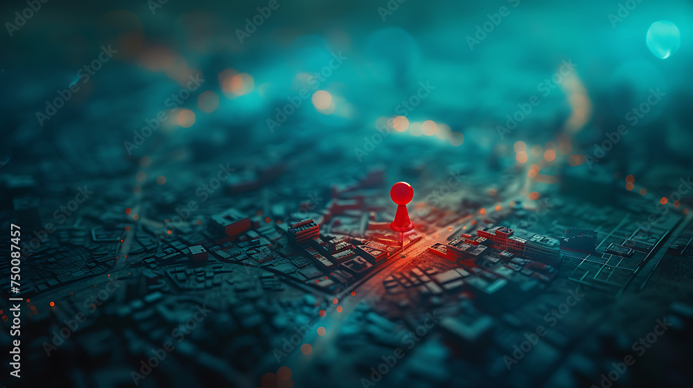white map background with a red map pin, in the style of dark ...