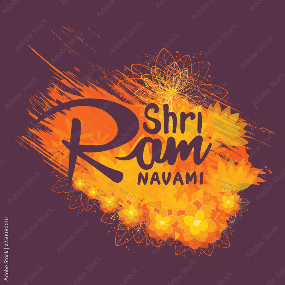 Shri Ram Navami celebration background for religious festival of India grungy texture decorative ...