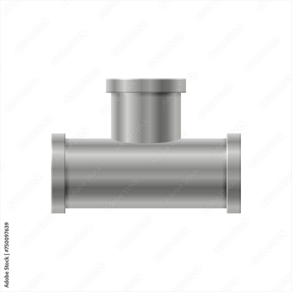 Part of plumbing metal pipe in T-shape. PVC pipe for sewerage, water ...
