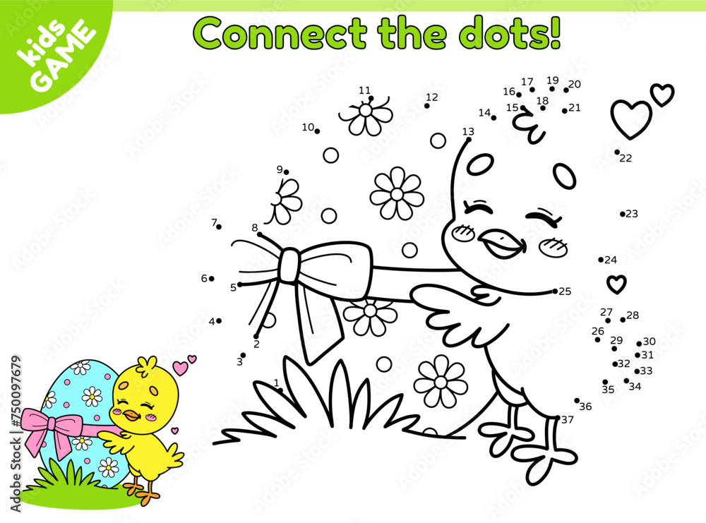 Dot to dot Easter kids game. Connect the dots by numbers, draw a ...