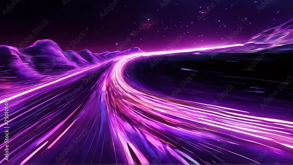 4k animation of abstract neon background space and time strings ...