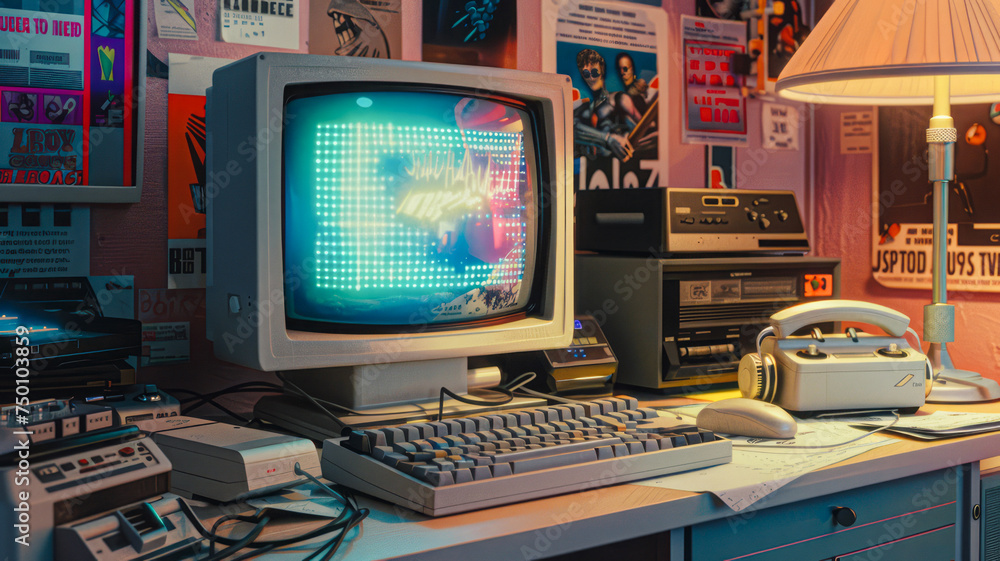 Early 2000s office space showcasing tech evolution: cluttered desk with ...