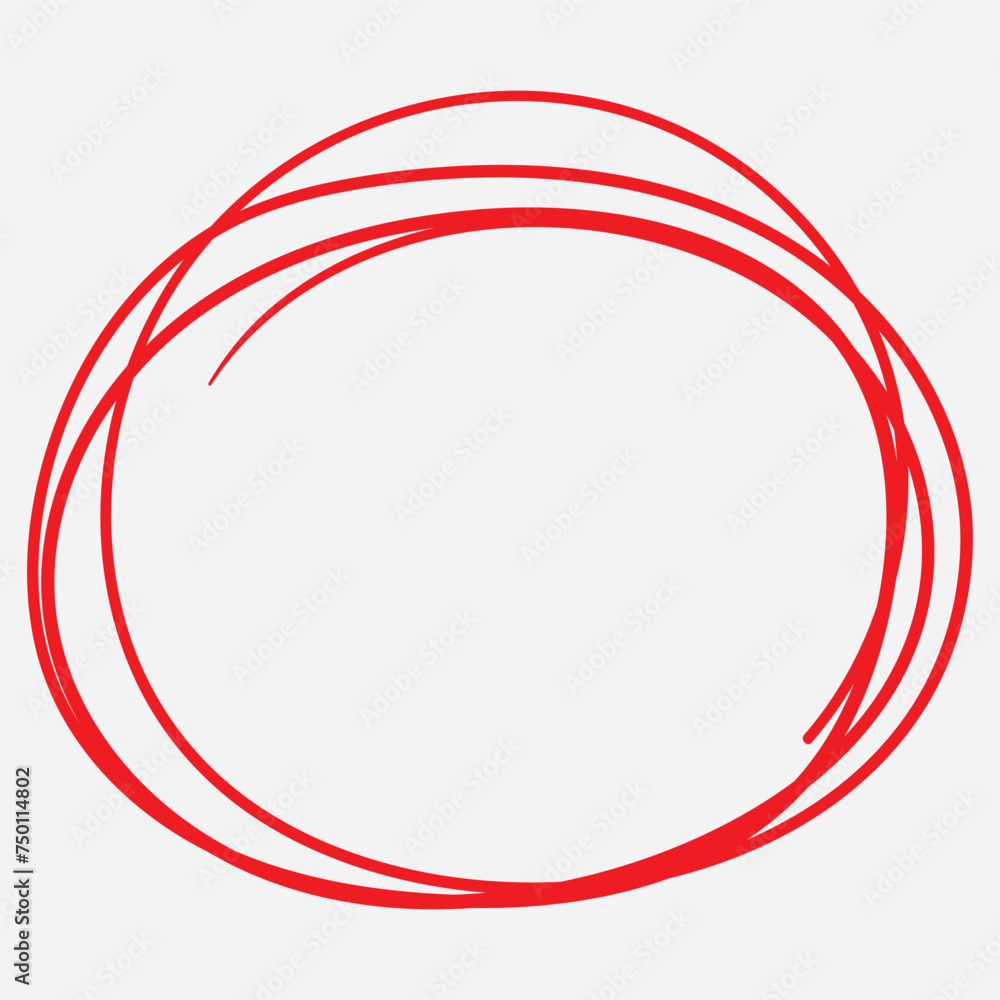 Red circle line hand drawn. Highlight hand drawing circle isolated on ...