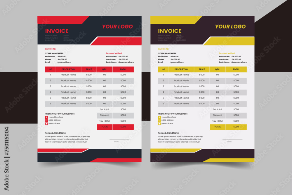 A Modern Minimal Invoice Layout and Business invoice form template ...