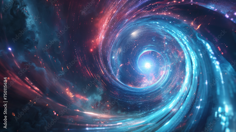 Stunning Vortex of a Galactic Nebula - Vivid Colors Illustrating a ...