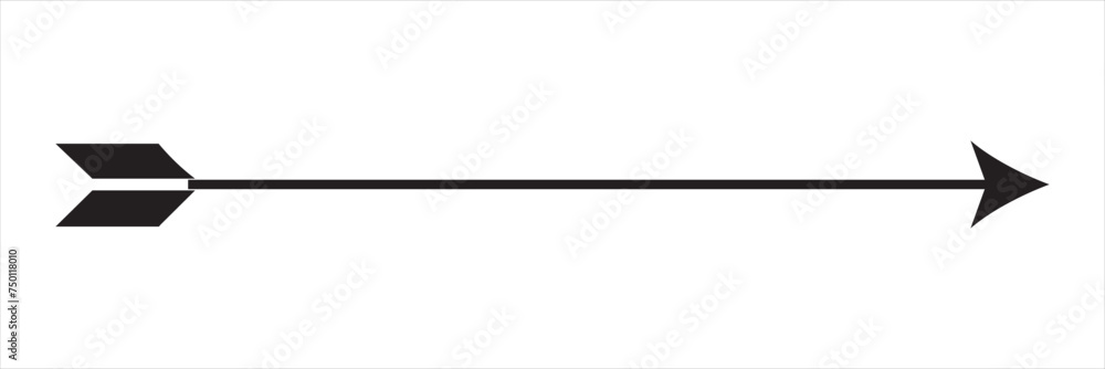 One long smooth straight thin bow arrow silhouette. Vector file ...