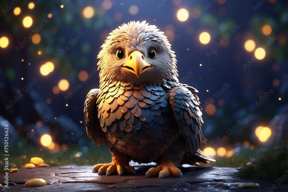 Magical Eagle with a Glowing Golden Aura in the Dark Silence Stock ...