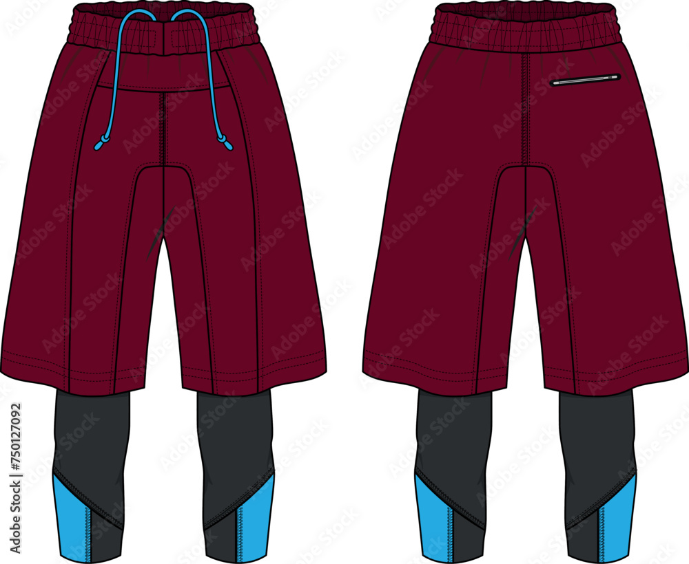 Sport running Shorts with three quarter compression tights leggings ...