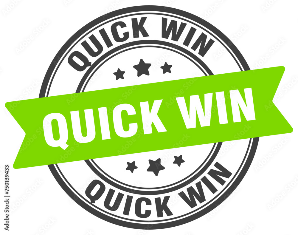 quick win stamp. quick win label on transparent background. round sign ...