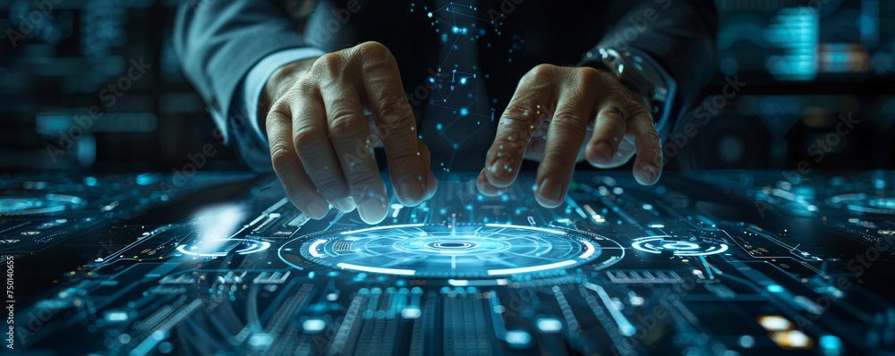 CEO steering through data analytics icons, harnessing the power of big ...