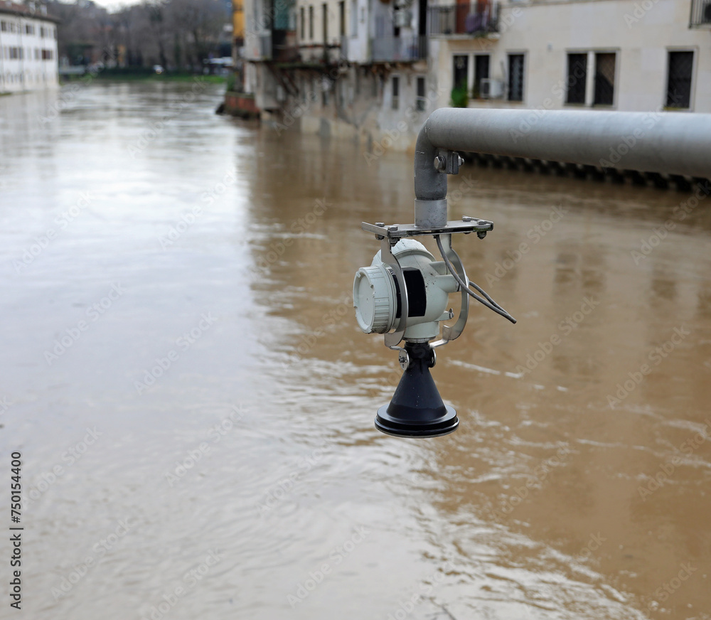 Hydrometric probe with ultrasonic sensor to measure the river water ...